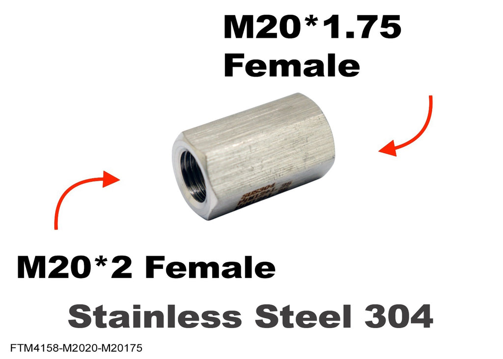 M20*2 FEMALE to M20*1.75 FEMALE Stainless Sensor Adaptor Fittings ...